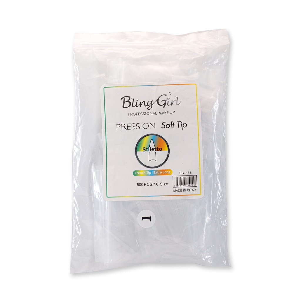 Bling Girl BG-153 Stiletto French Tip Press On Soft Tips 500 pcs Loosely Packed [1058 ...
